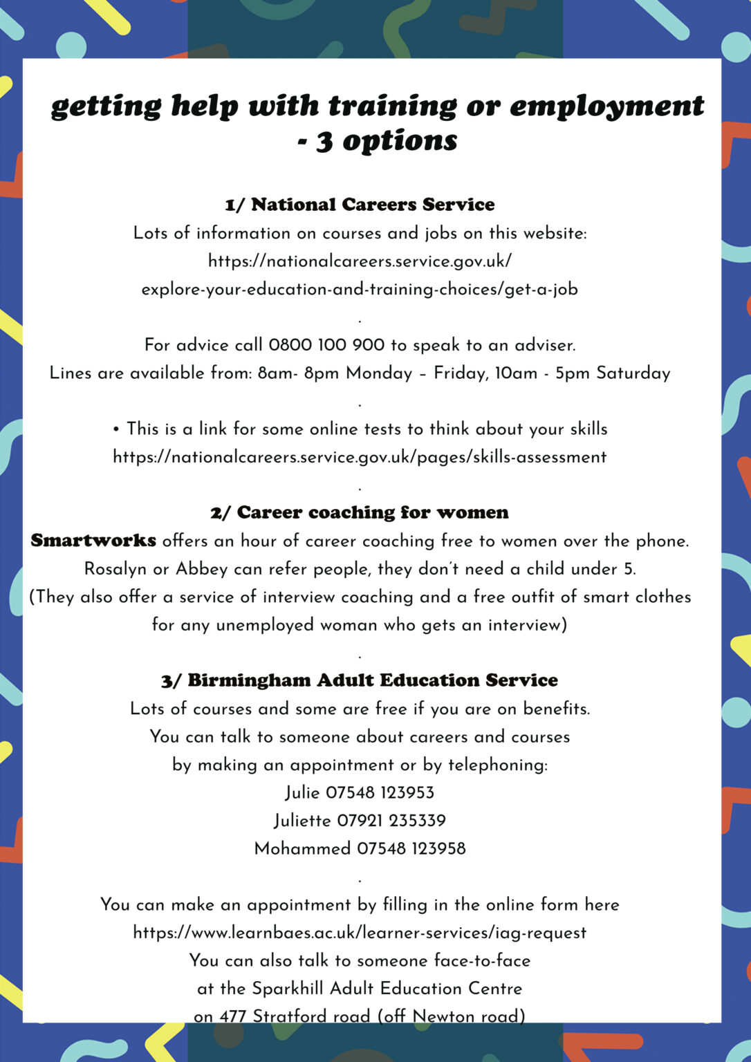 Career and training advice | The Springfield Project